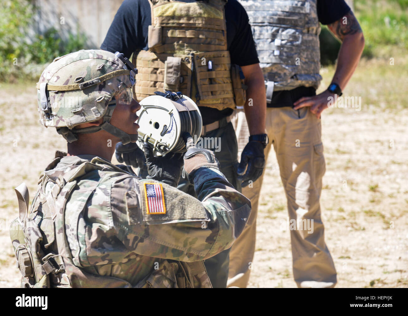 A U.S. Soldier, assigned to the Regimental Engineer Squadron, 2nd ...