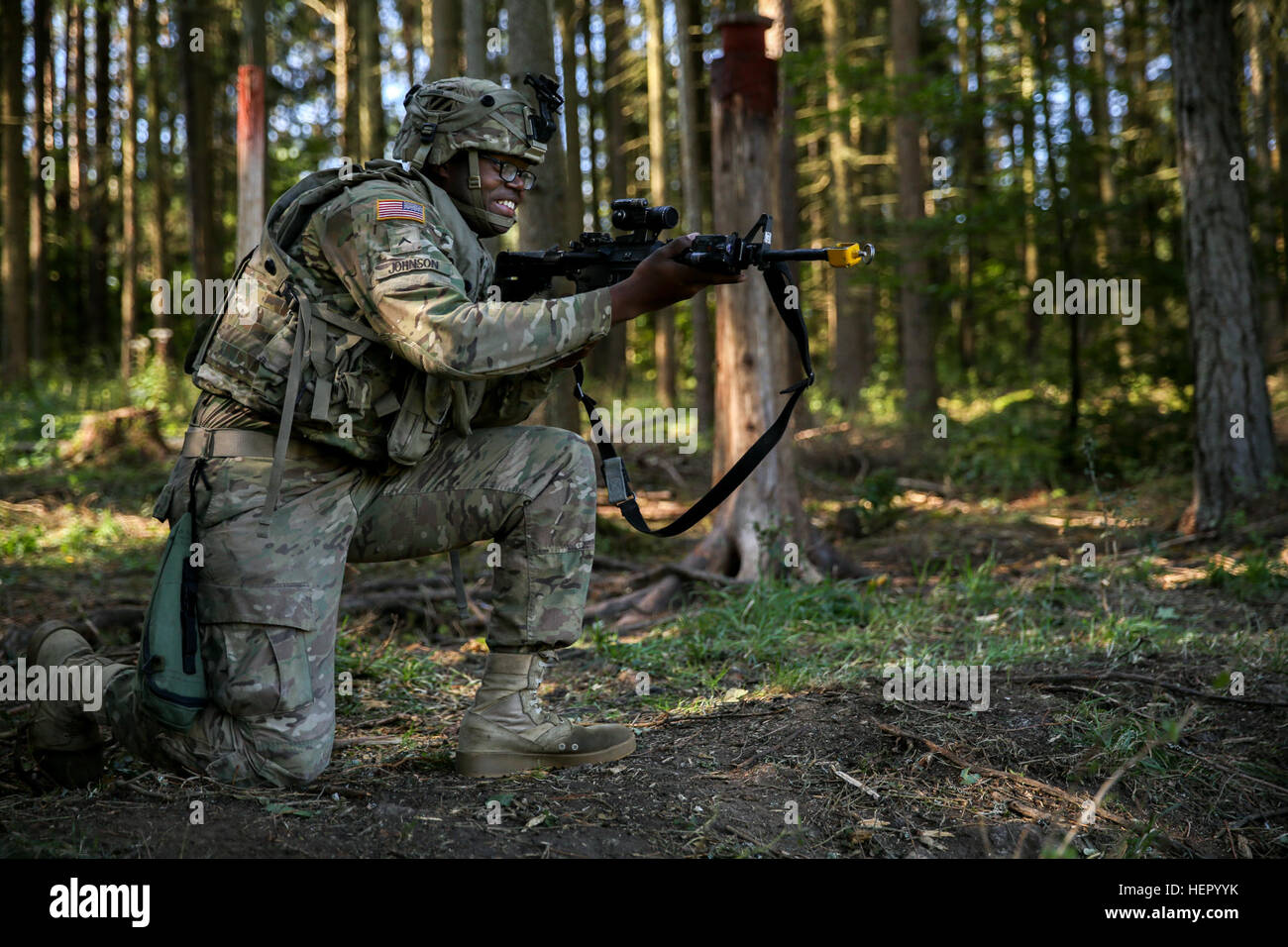 U.S. Army Pvt. Jauston Johnson of 1st Battalion, 41st Field Artillery ...