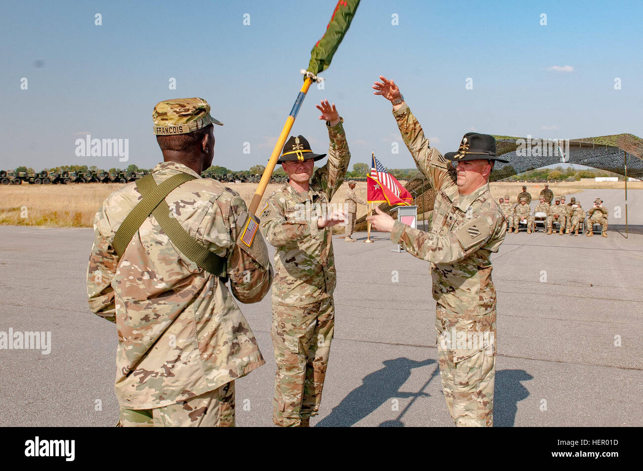 U.S. Army Lt. Col. Christopher S. Mahaffey, commander, and Command Sgt ...