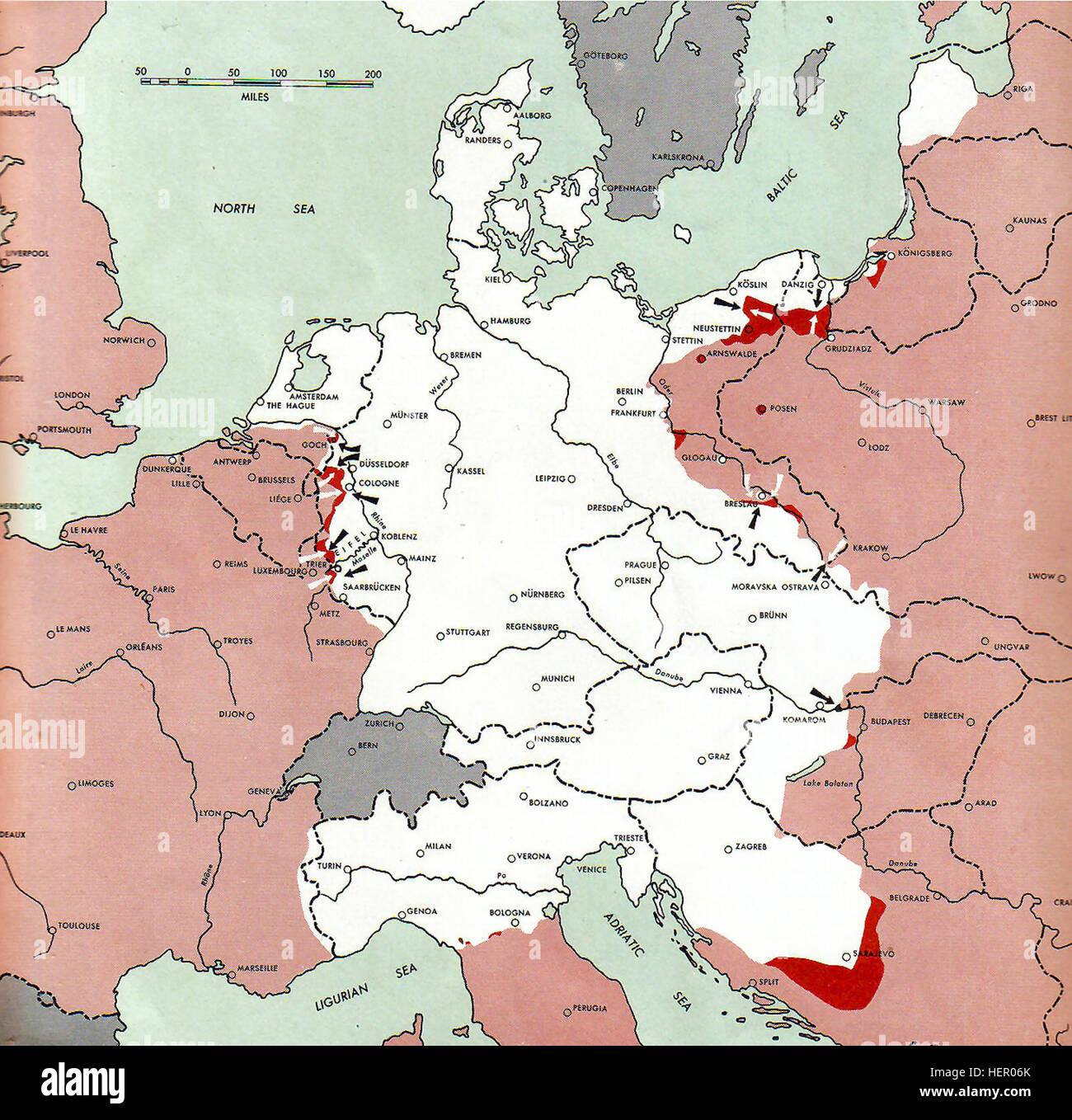 World War II German battlefront atlas, depicting troop positions ...