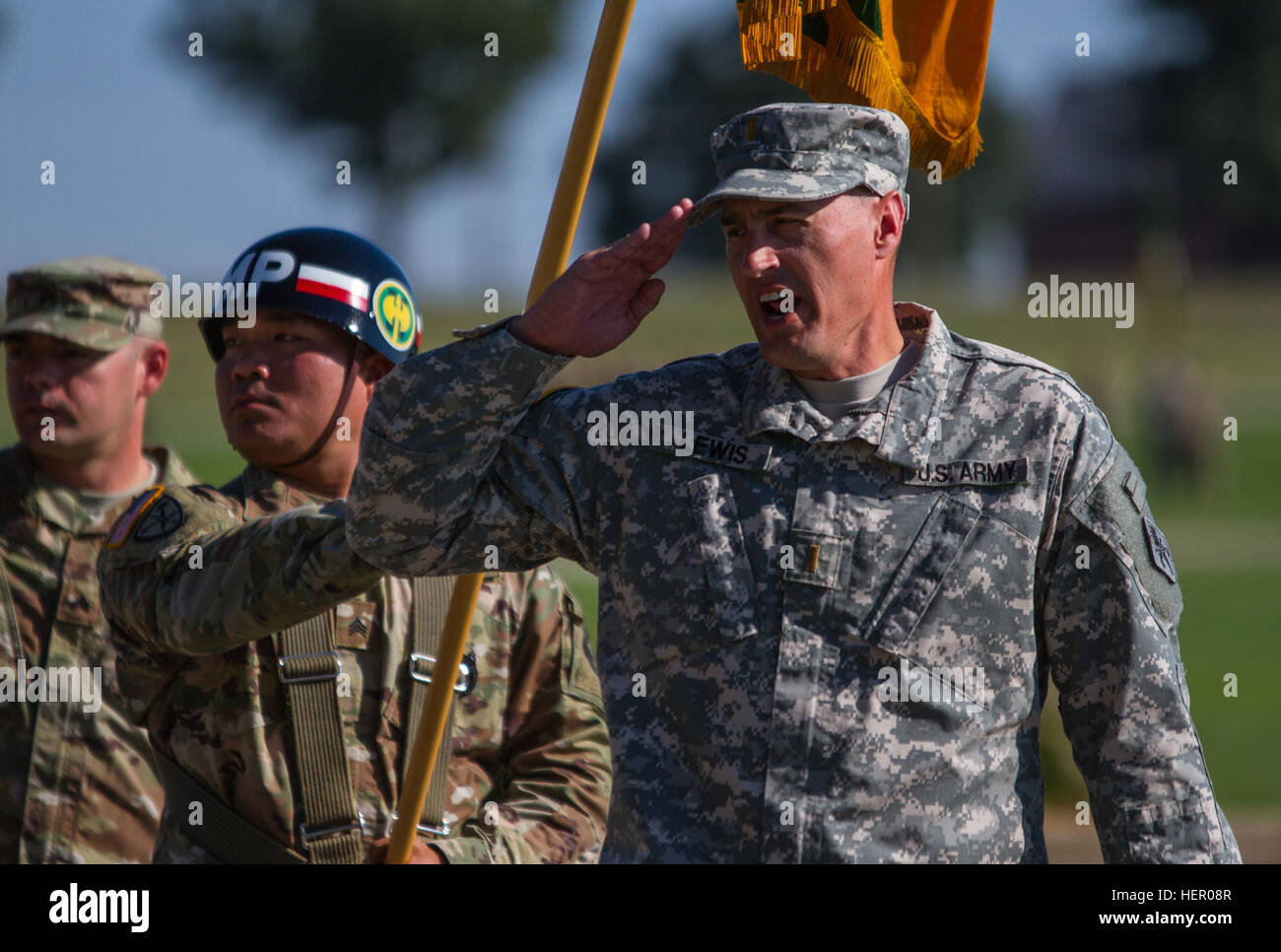 Military police students render a salute Sept. 22 during a Regimental ...