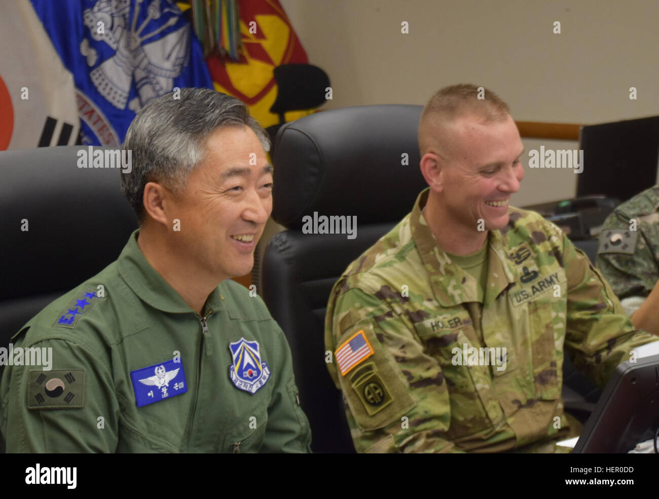 Lt. Gen. Wang Keun Lee, left, commander, Republic of Korea Air Force ...