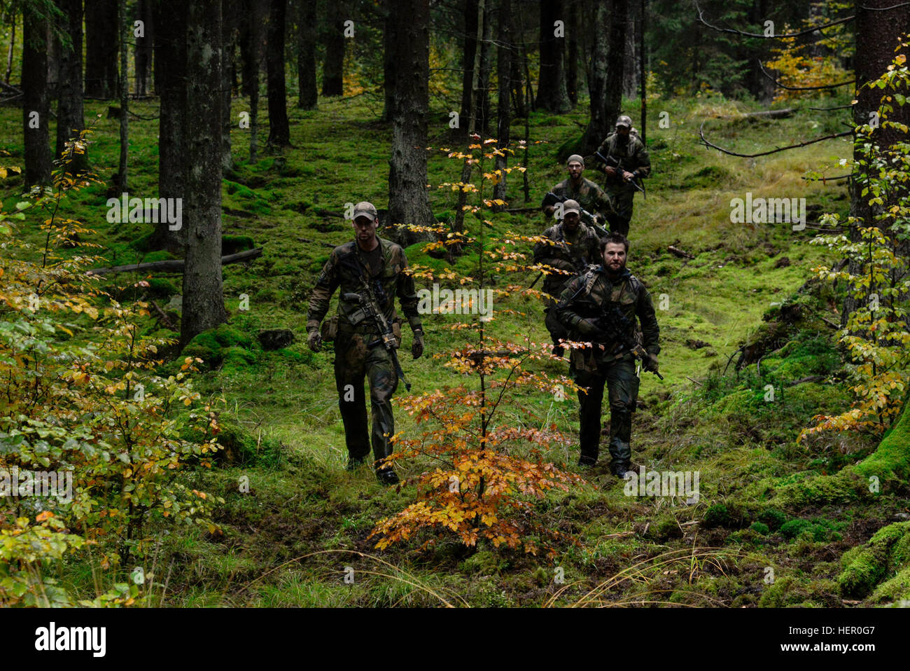 Norwegian soldiers walk to their next challenge during the European ...