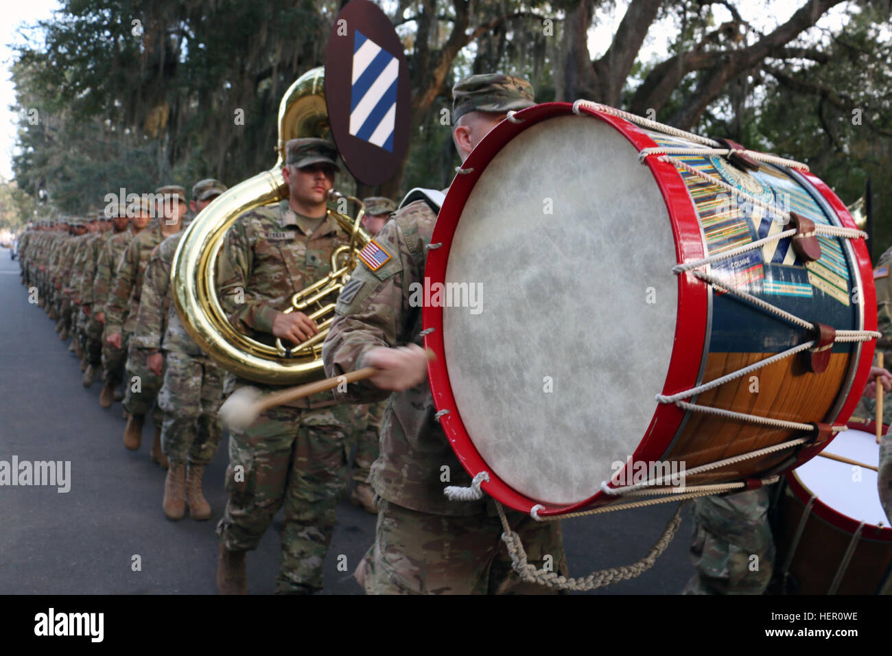 Musicians of the 3rd Infantry Division Band play patriotic music while ...
