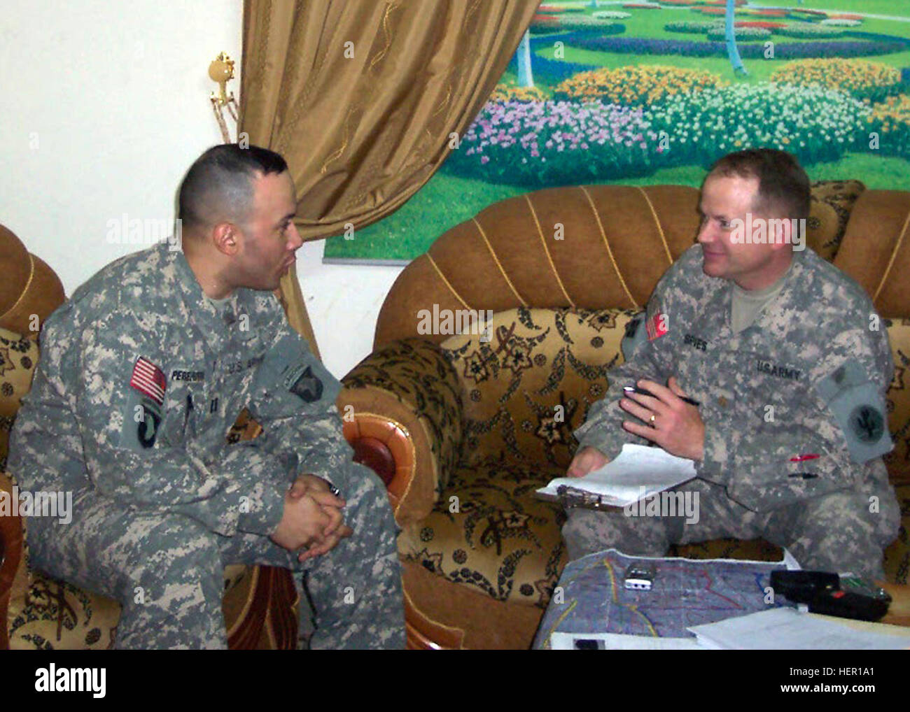 Maj. Dave Spies (right), a native of Saint Peters, Mo. conducts an oral ...