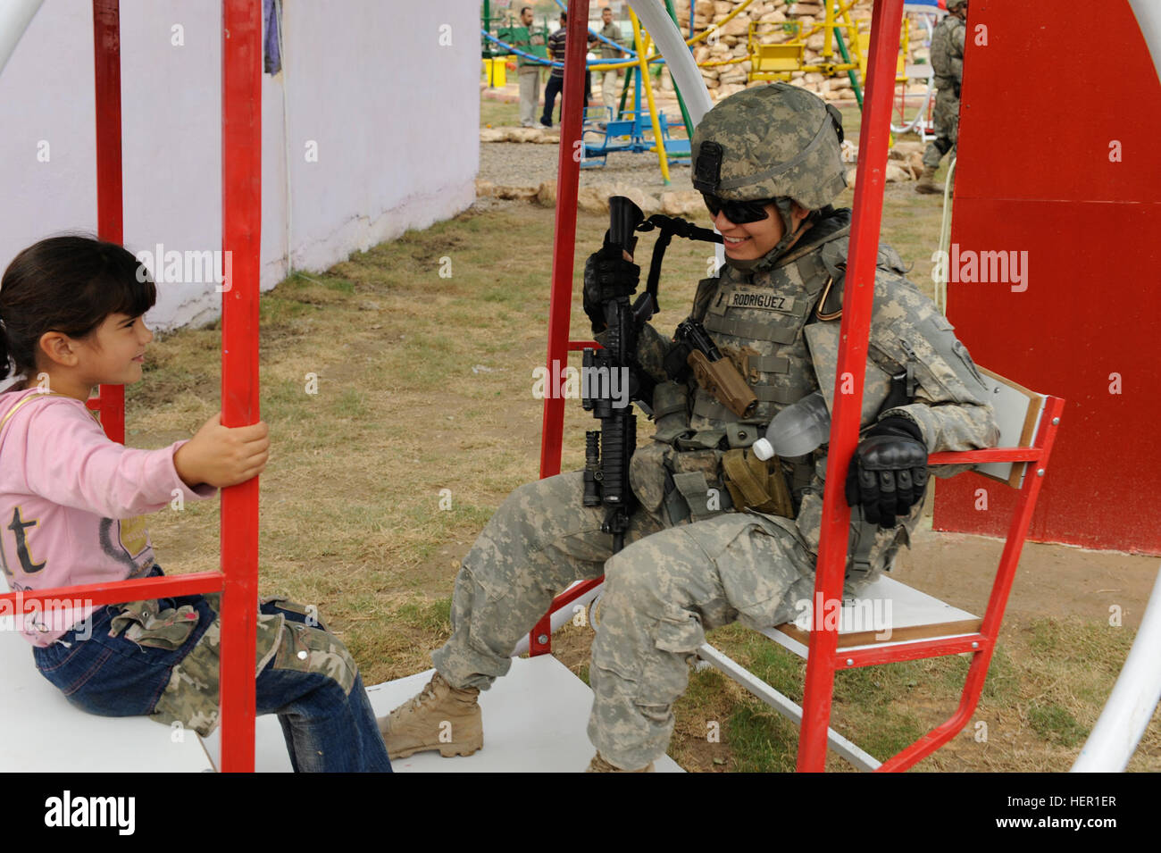 U.S. Army 1st Lt. Rosita Rodriguez, from Morristown, N.J., interacts ...
