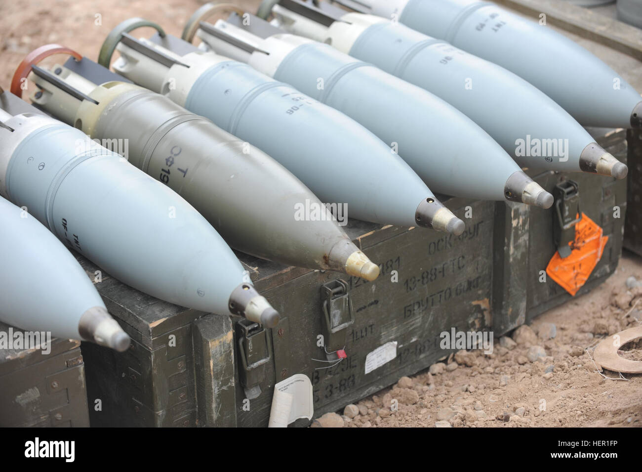 Ammunition waits to be transported to several Iraqi T-72 tanks at a ...