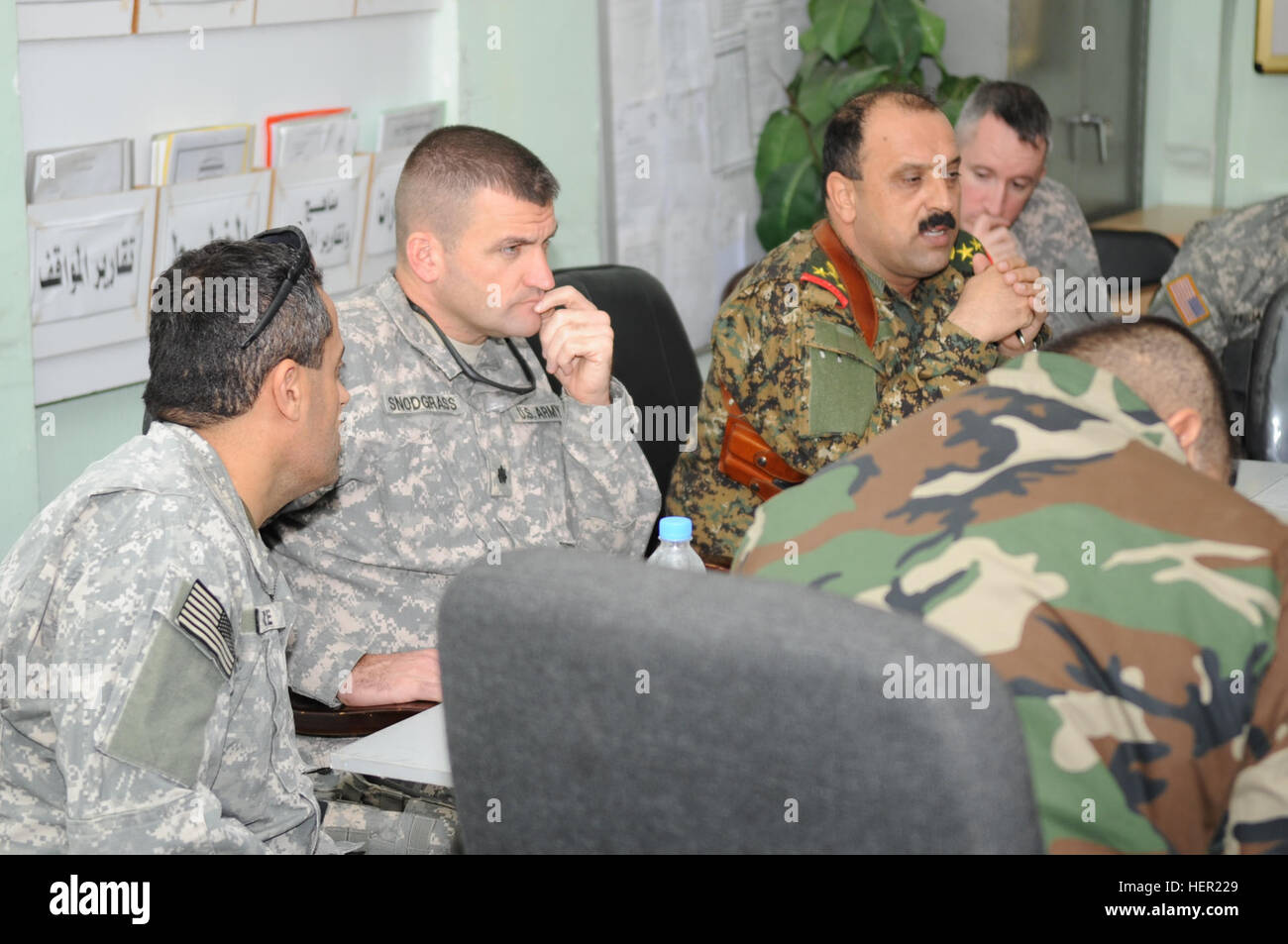 U.S. Army and Iraqi Army leaders meet in Kirkuk, Iraq, to discuss the ...
