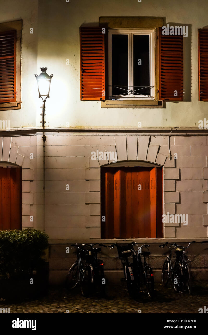 Old center of Strasbourg night street view, France Stock Photo - Alamy