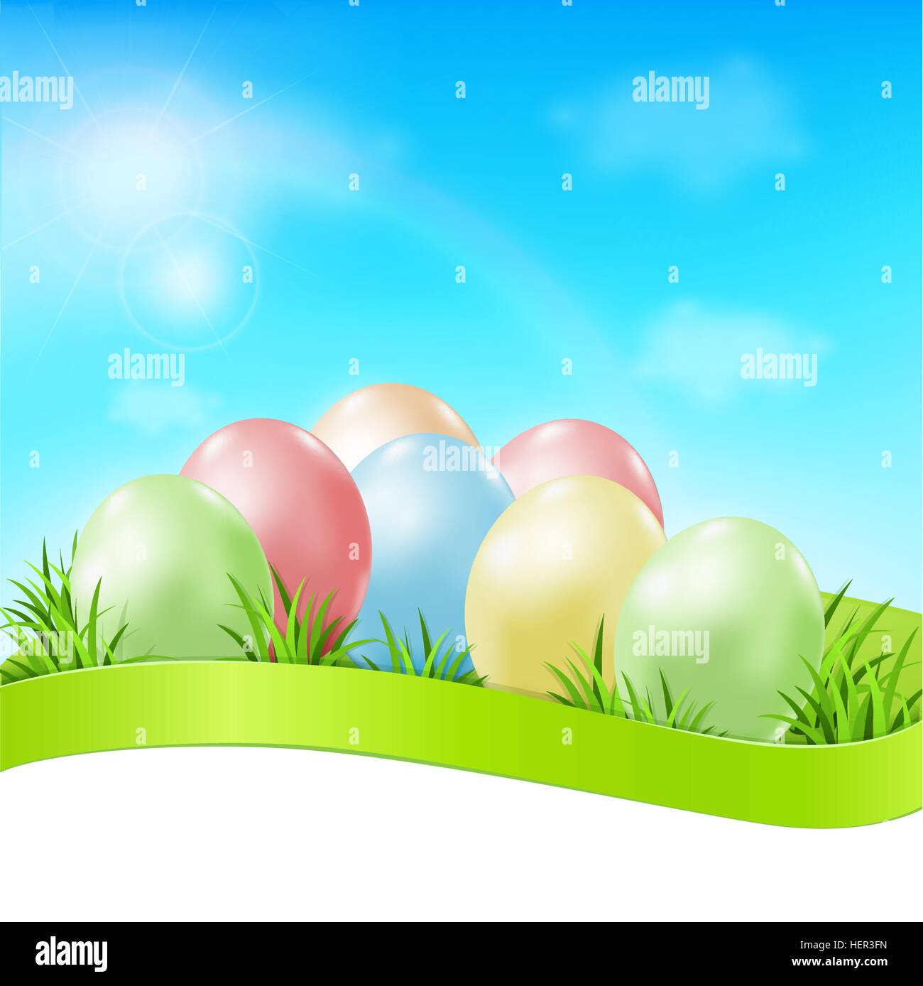 Vector Easter card with eggs and green grass Stock Vector Image & Art ...