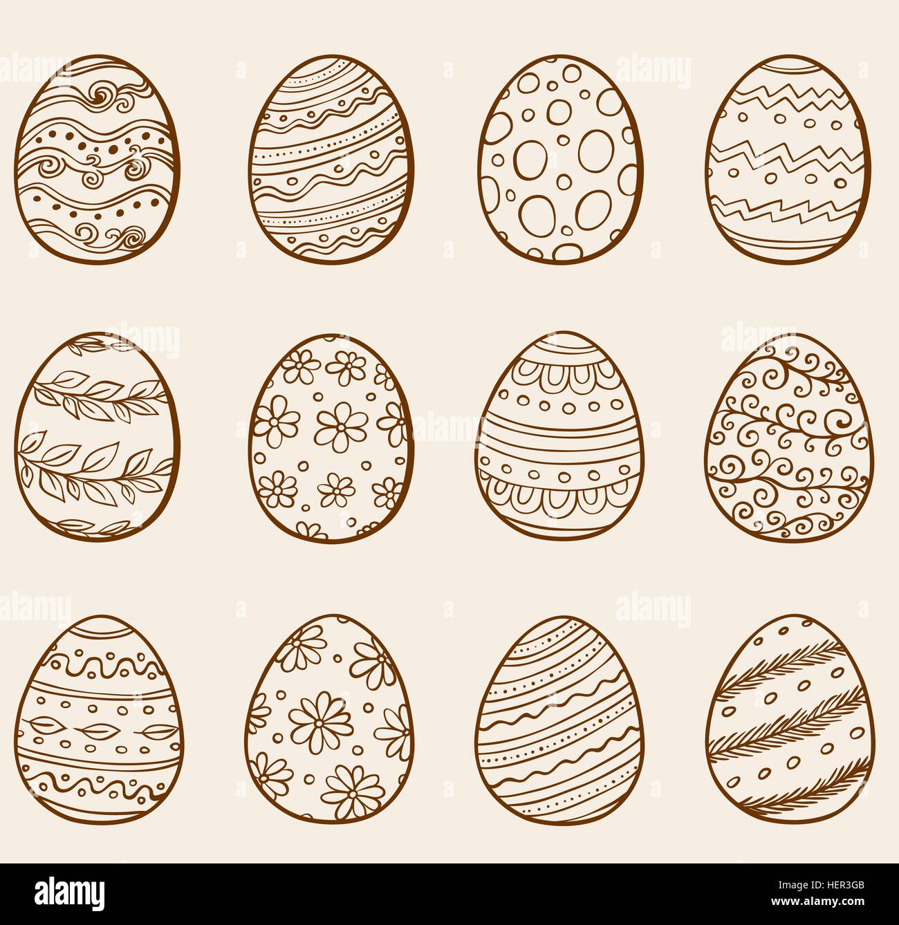 Set of hand drawn doodle Easter eggs. Vector illustration Stock Vector ...