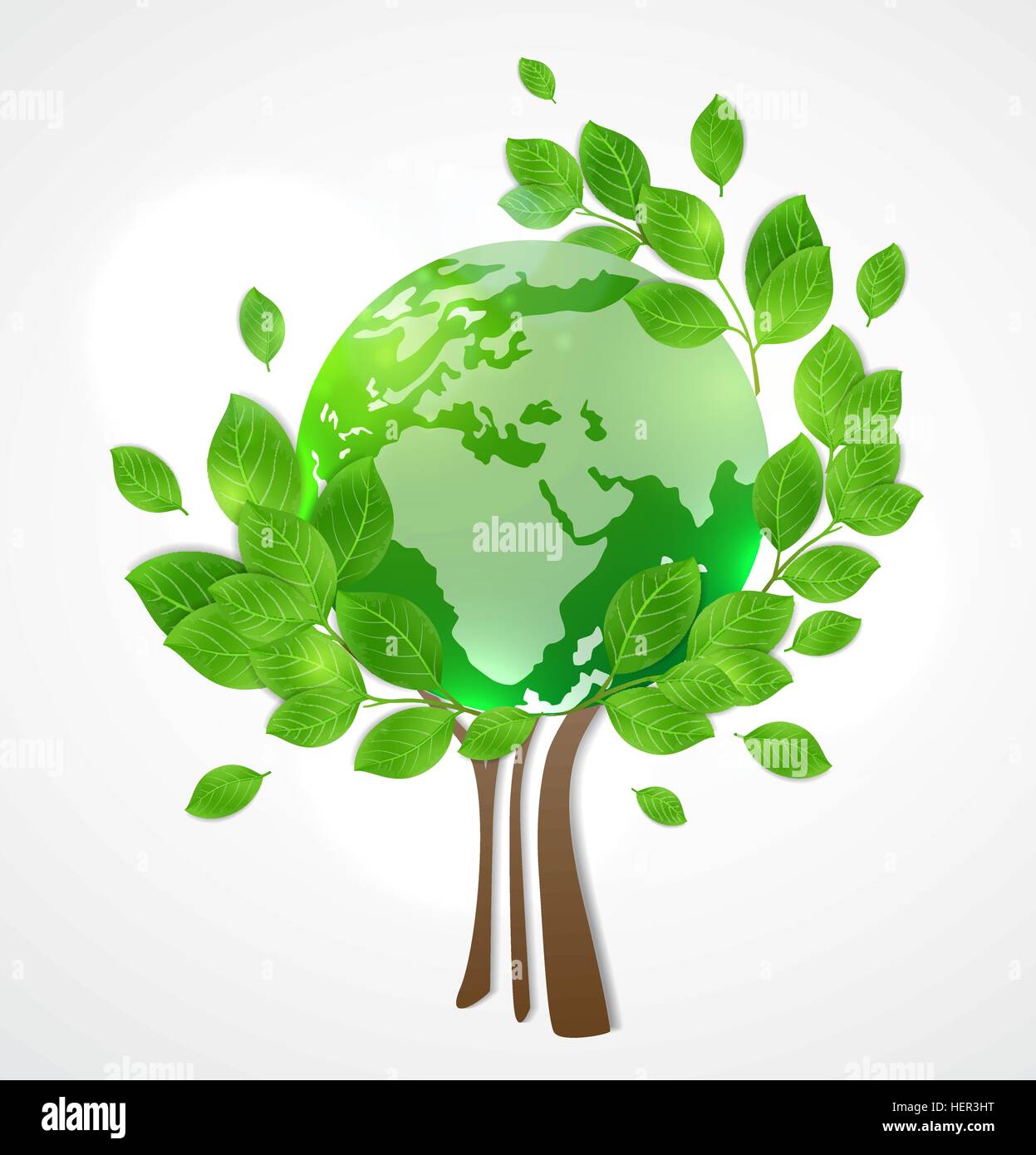 Planet Earth and green tree. Card for Earth Day Stock Vector Image ...