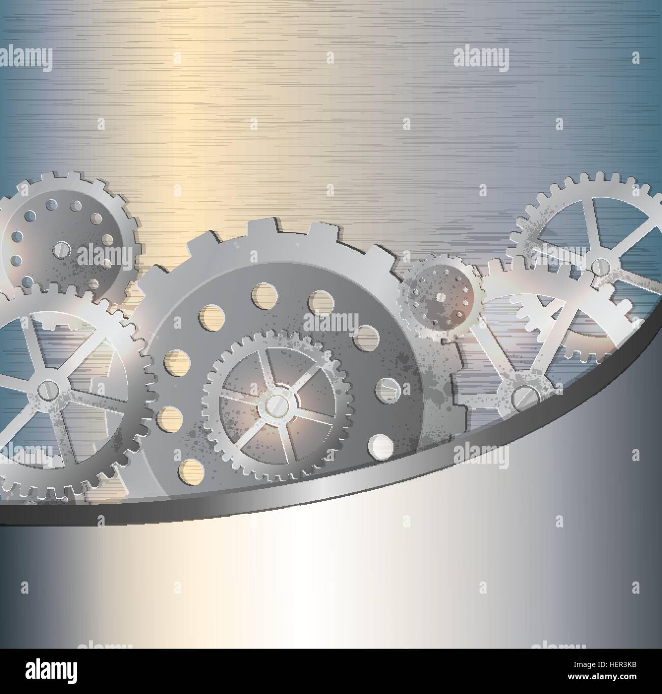 Abstract metallic industrial background with gears. Vector illustration ...