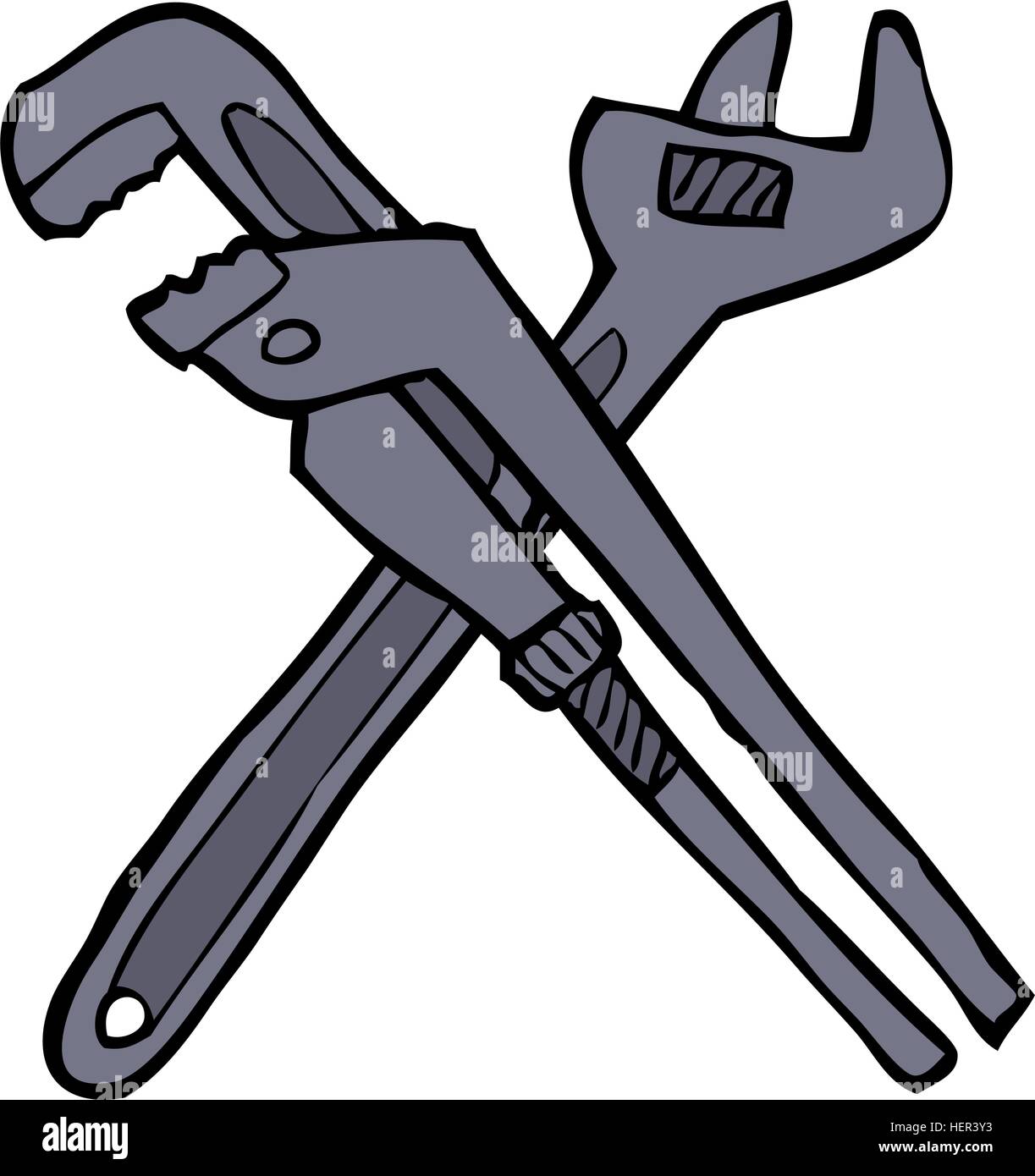 Plumber adjustable wrench cartoon hi-res stock photography and images ...