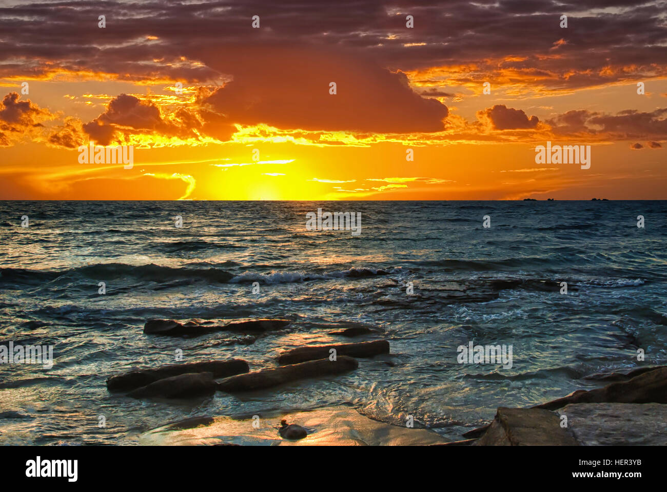 Burns Beach at sunset, Perth, Western Australia, Australia Stock Photo ...