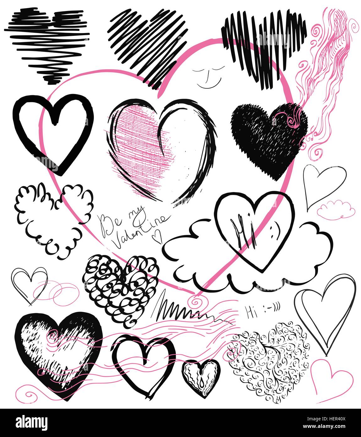 set of hand drawn hearts, vector Stock Vector Image & Art - Alamy