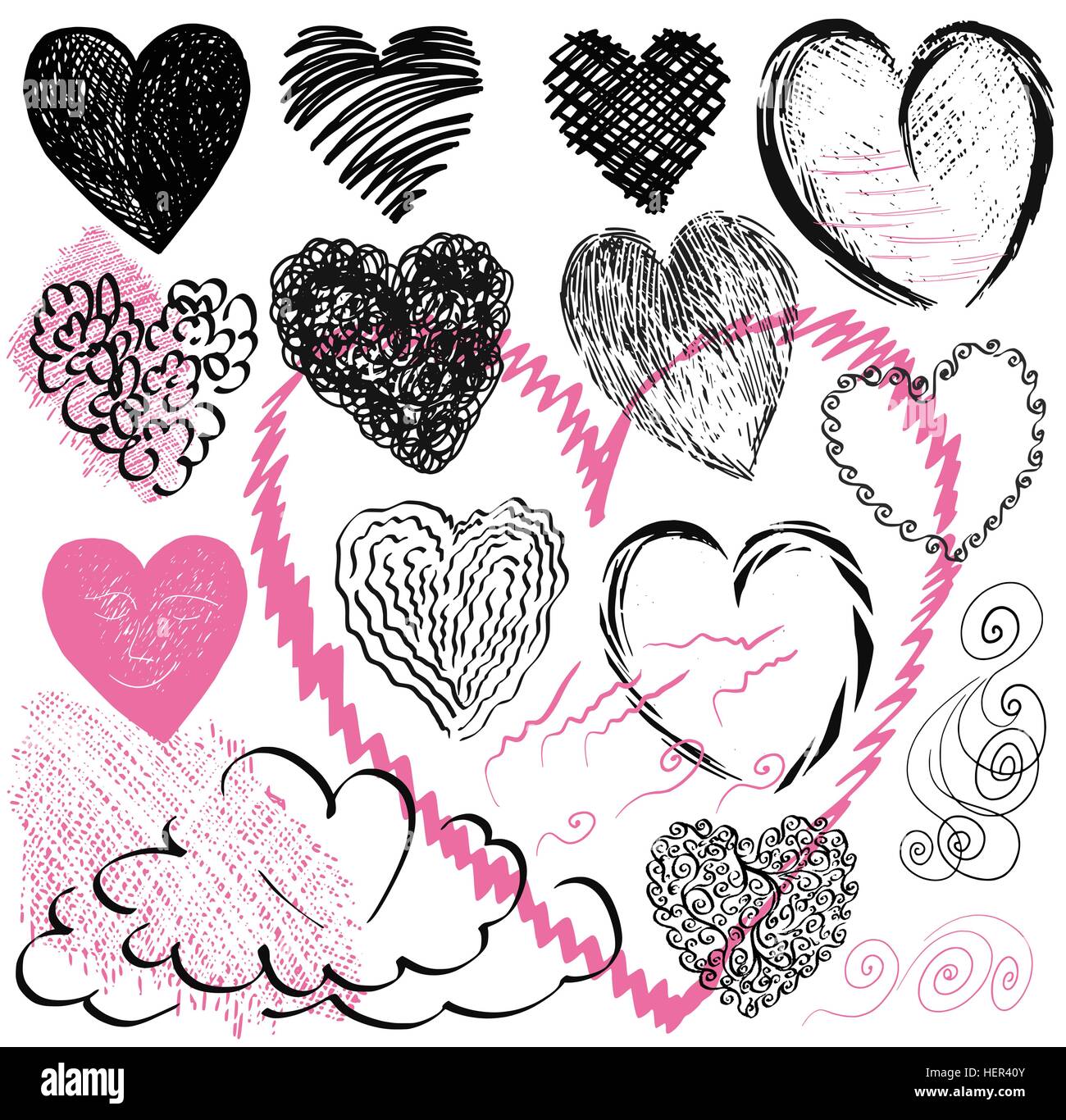 set of hand drawn hearts, vector Stock Vector Image & Art - Alamy