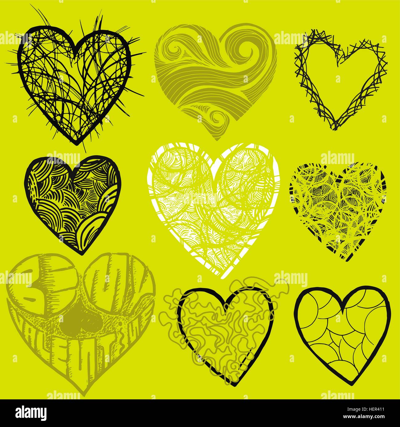 set of hand drawn hearts, vector Stock Vector Image & Art - Alamy