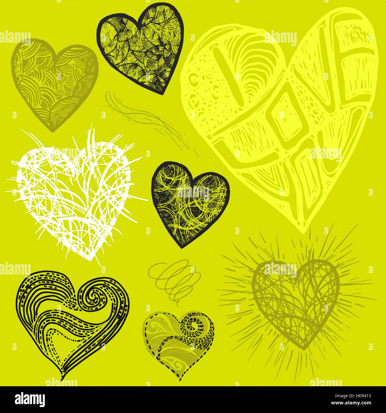 set of hand drawn hearts, vector Stock Vector Image & Art - Alamy