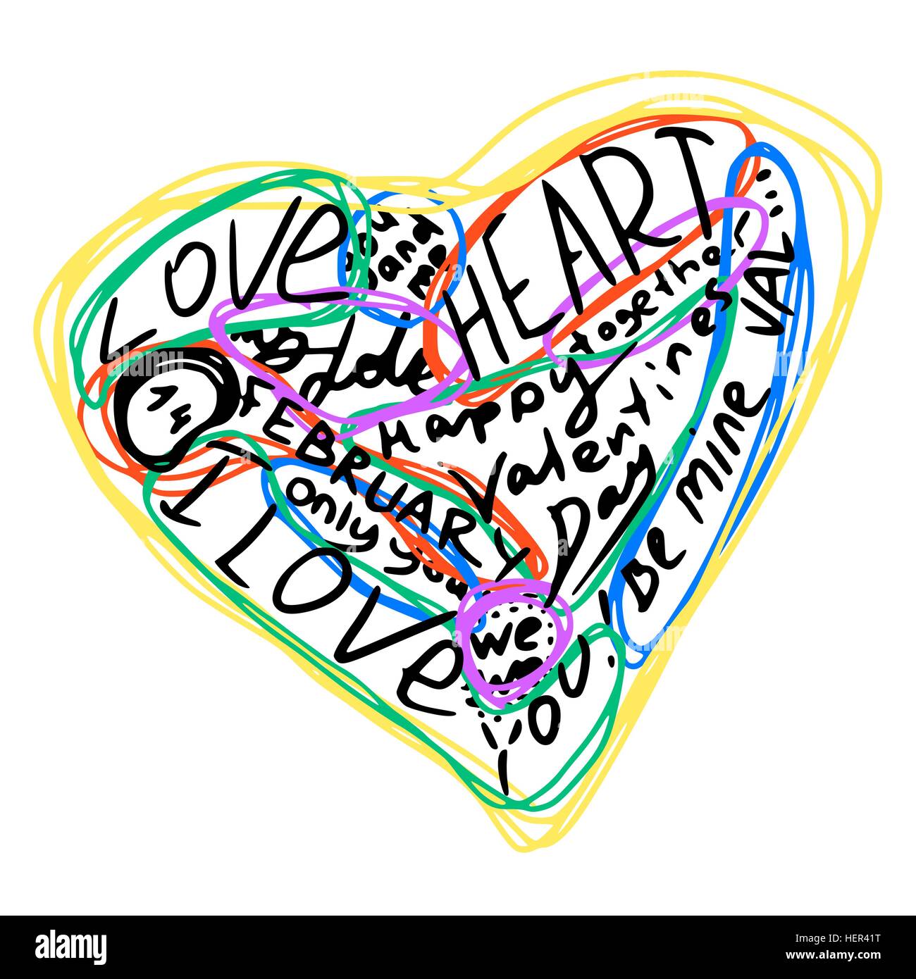 Funky hand drawn heart Stock Vector Images - Alamy