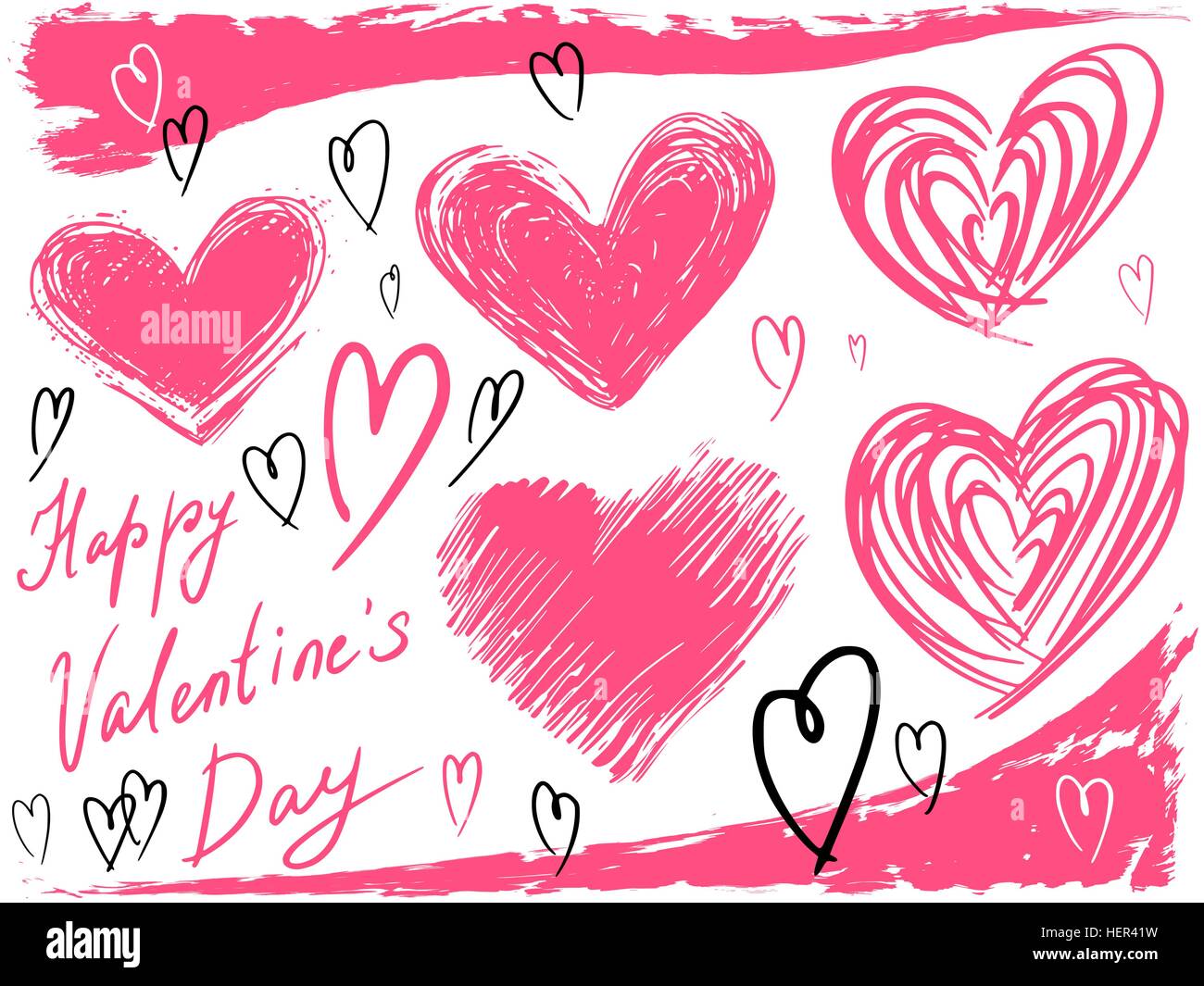 set of funky hand drawn hearts, vector Stock Vector Image & Art - Alamy