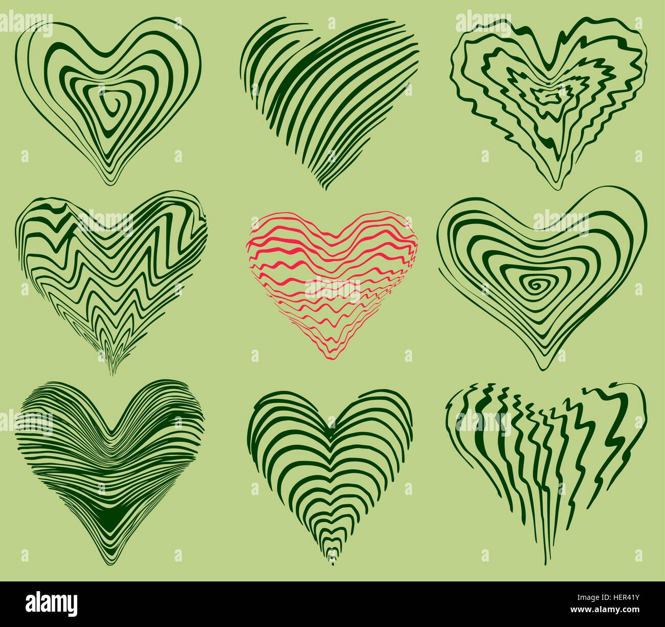 set of funky hand drawn hearts, vector Stock Vector Image & Art - Alamy