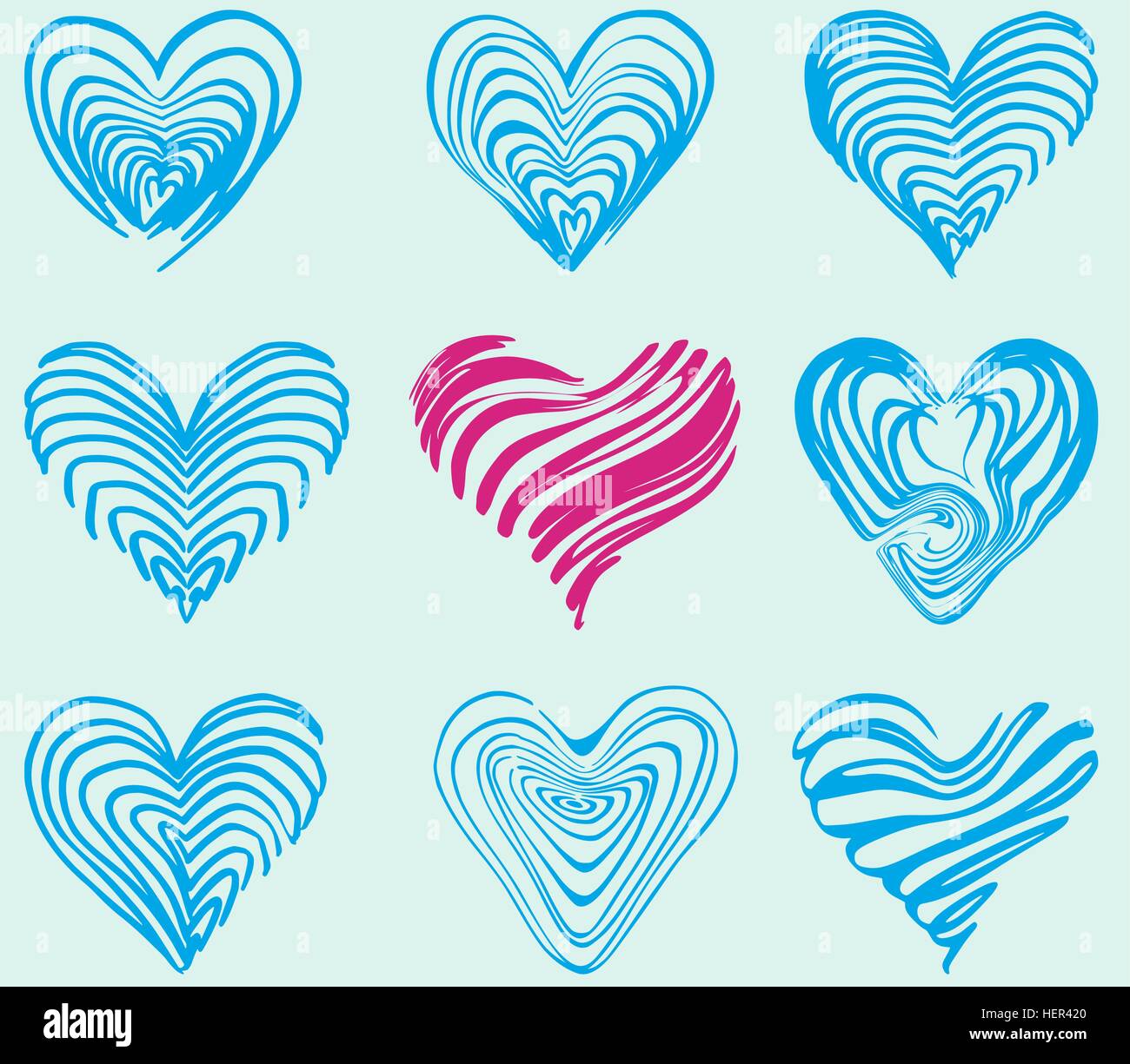 set of funky hand drawn hearts, vector Stock Vector Image & Art - Alamy