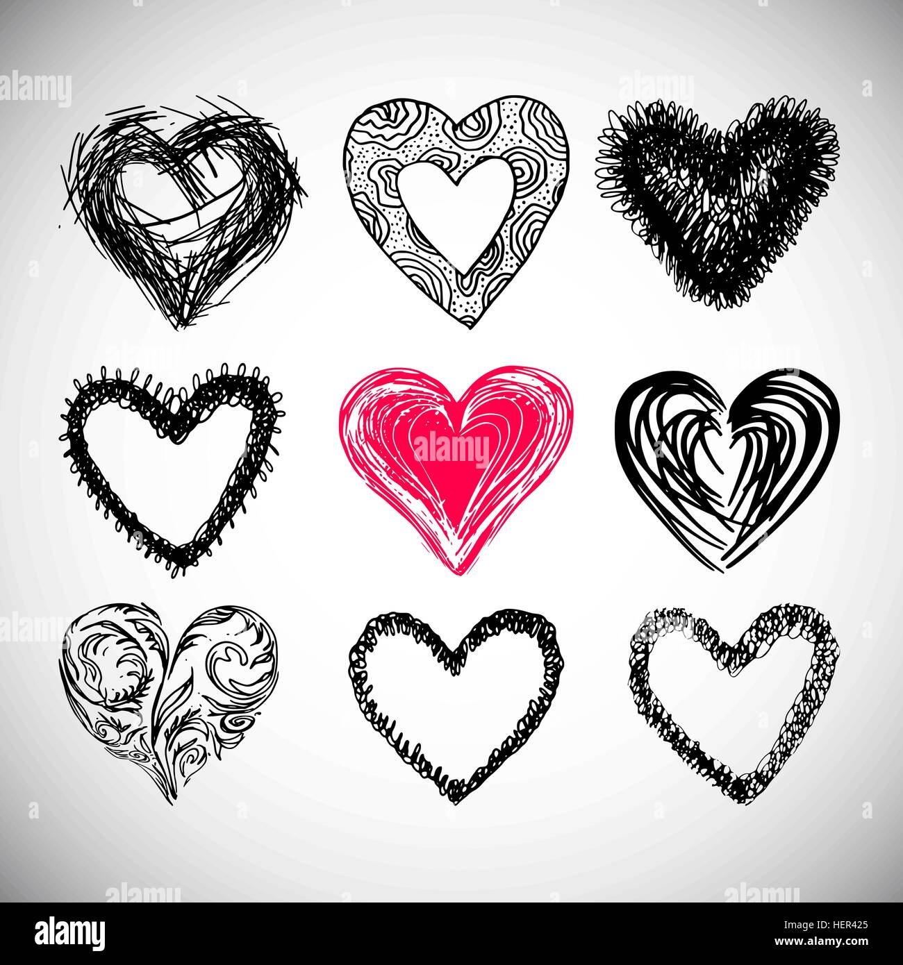 set of funky hand drawn hearts, vector Stock Vector Image & Art - Alamy