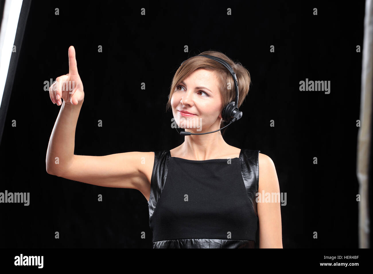 Businesswoman in front of visual touch screen Stock Photo - Alamy