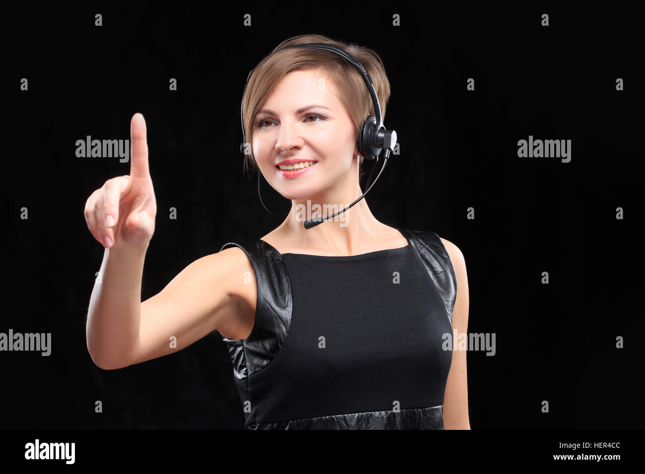 Businesswoman in front of visual touch screen Stock Photo - Alamy