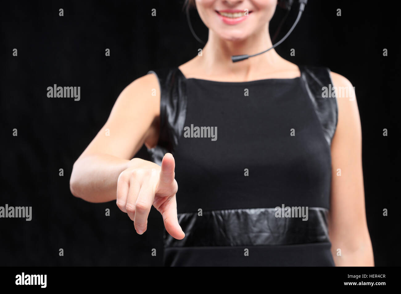 Businesswoman in front of visual touch screen Stock Photo - Alamy
