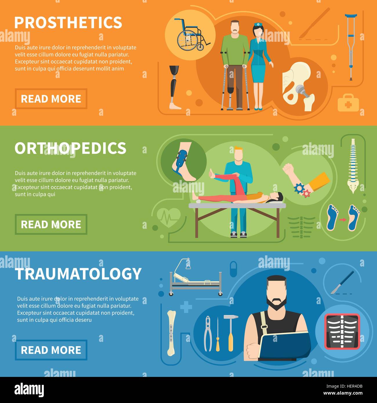 Horizontal Banners Of Traumatology Orthopedics. Traumas medical help ...