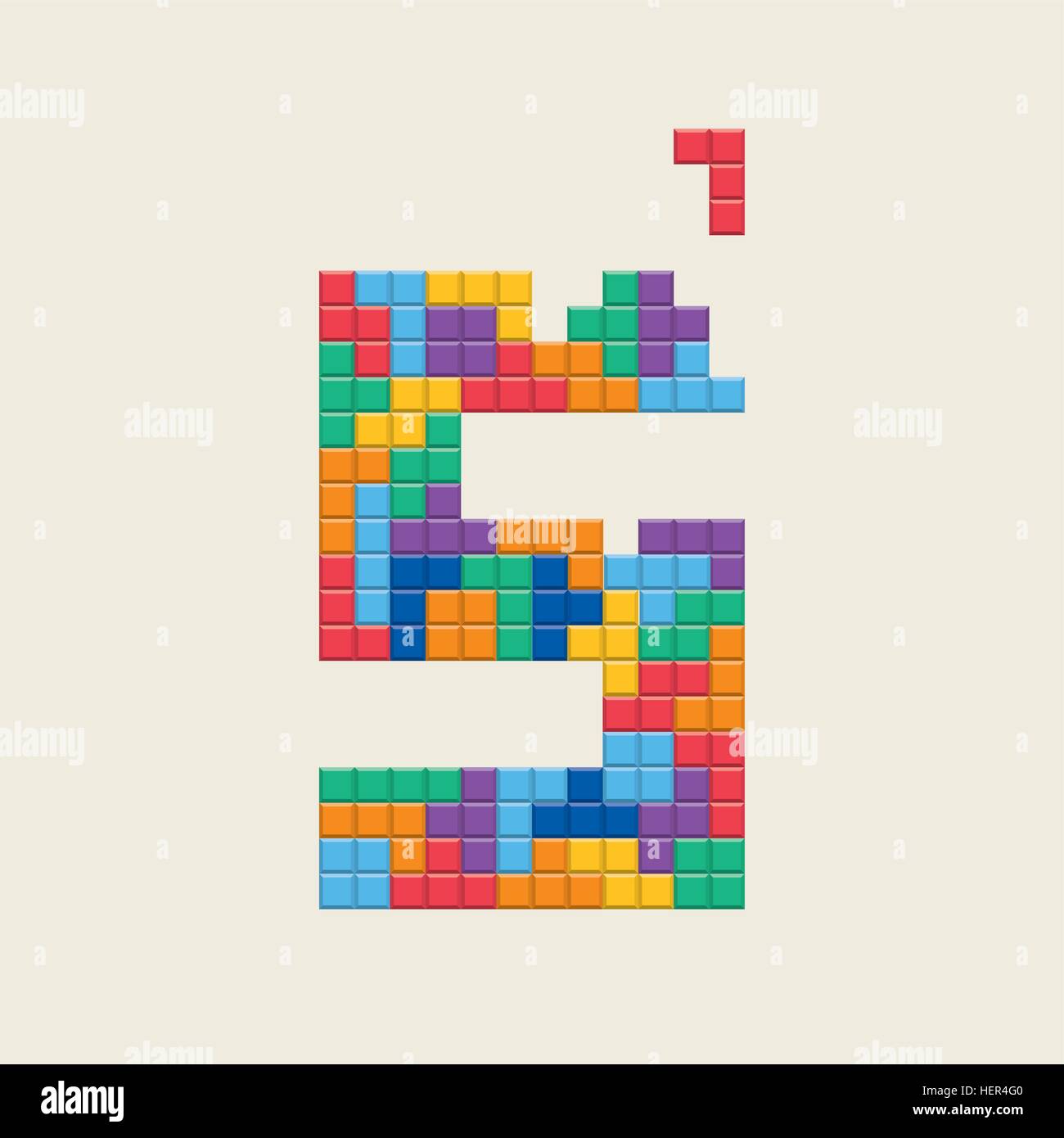 Video game pixel style editable vector design 5 logo number hi-res ...