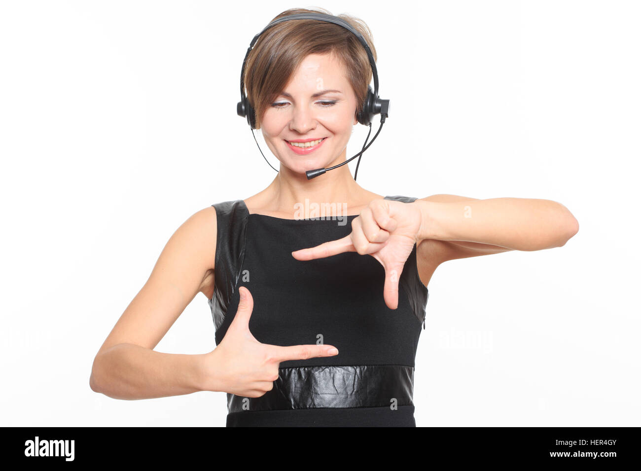 Businesswoman in front of visual touch screen Stock Photo - Alamy