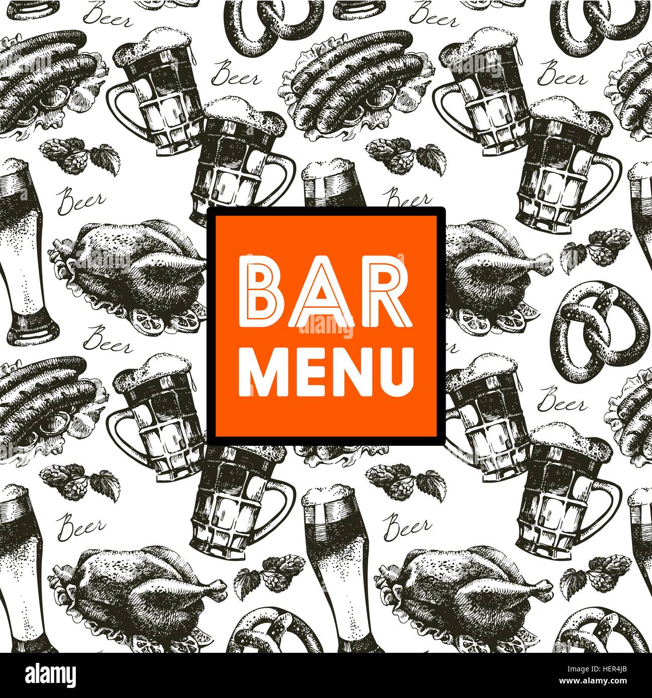 Menu for restaurant, cafe, bar. Oktoberfest vintage background. Hand ...