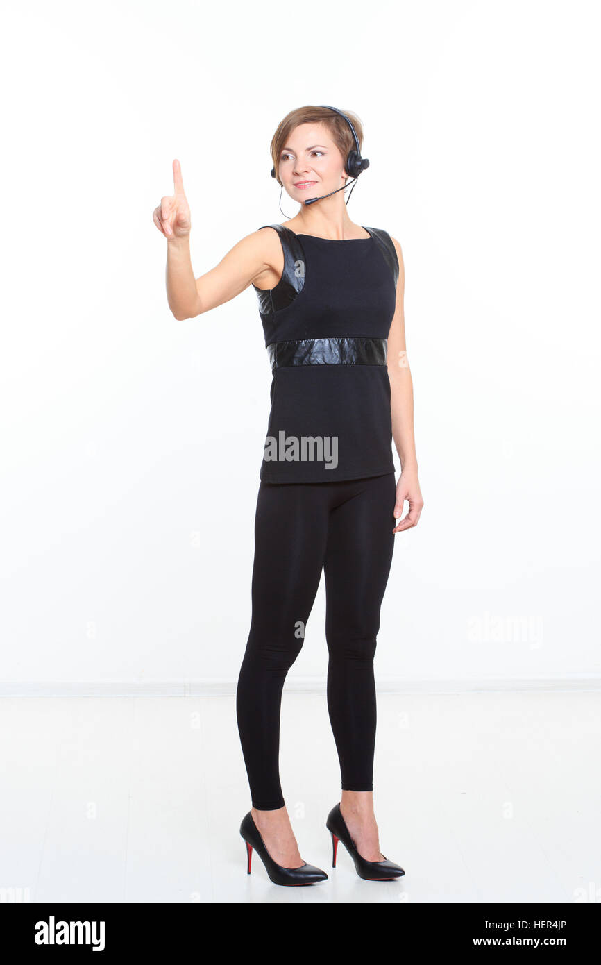 Businesswoman in front of visual touch screen Stock Photo - Alamy