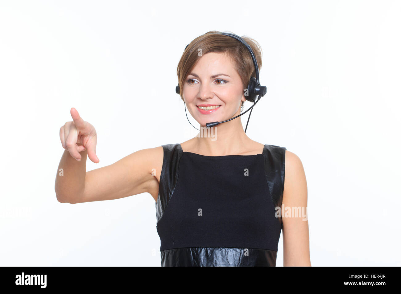 Businesswoman in front of visual touch screen Stock Photo - Alamy