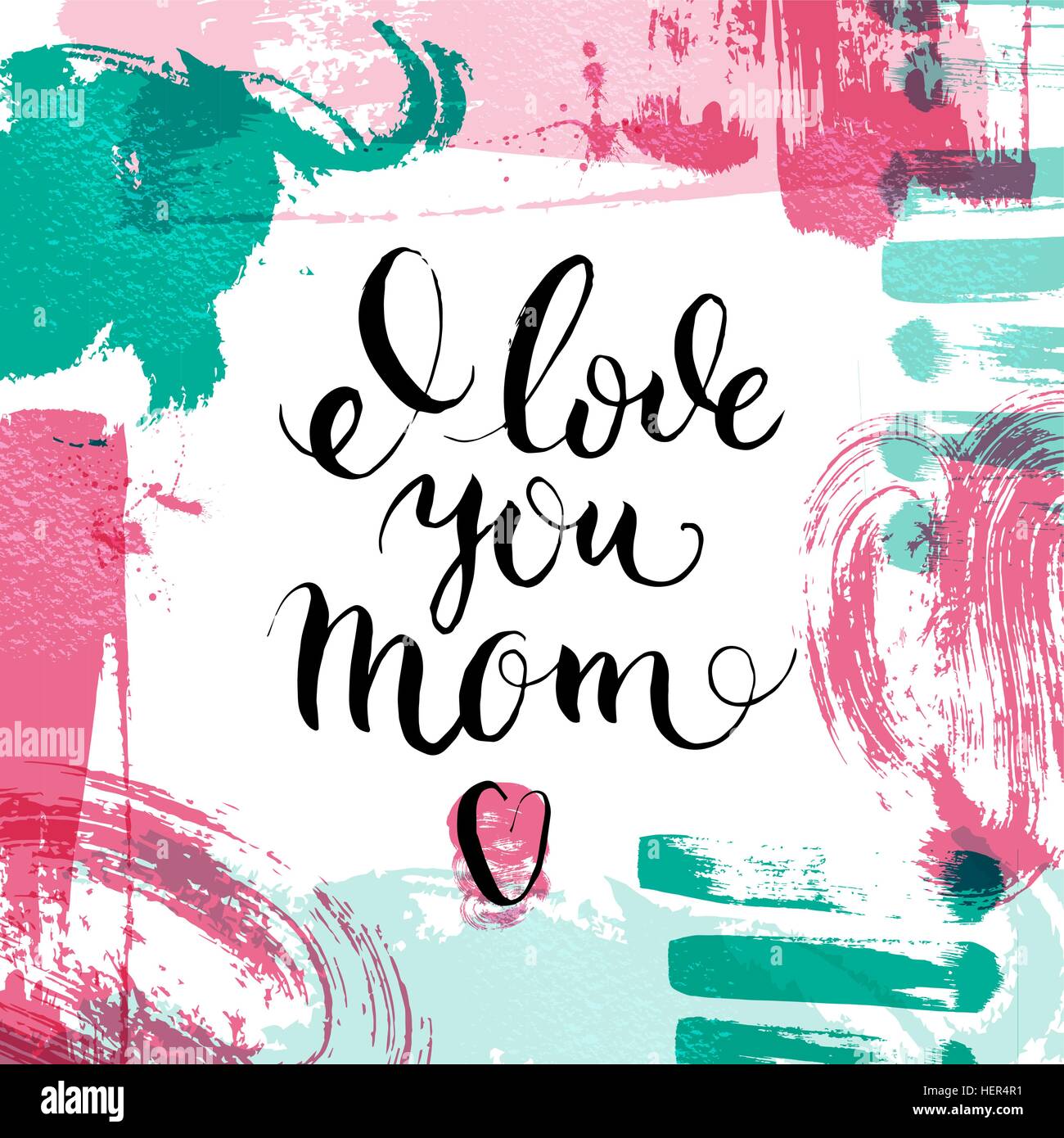 Happy mothers day lettering calligraphy card. Hand drawn sketch paint ...