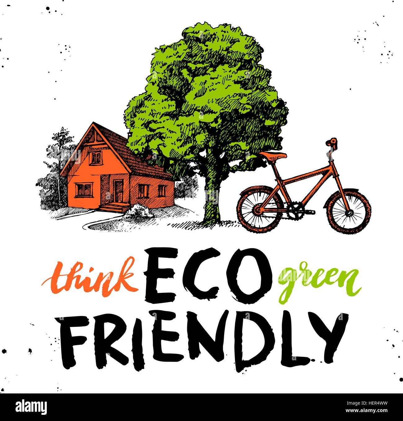 Sketch ecology background. Hand drawn vector illustration. Hand ...