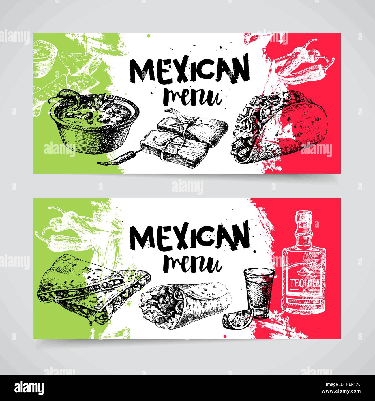Mexican traditional food menu. Hand drawn sketch vector illustration ...