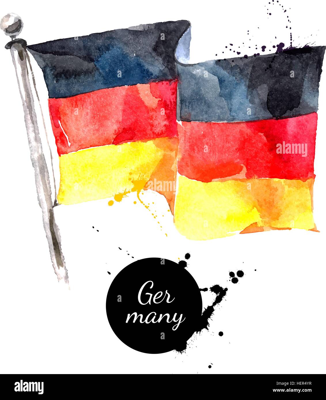 Watercolor Germany flag. Hand drawn vector illustration on white ...