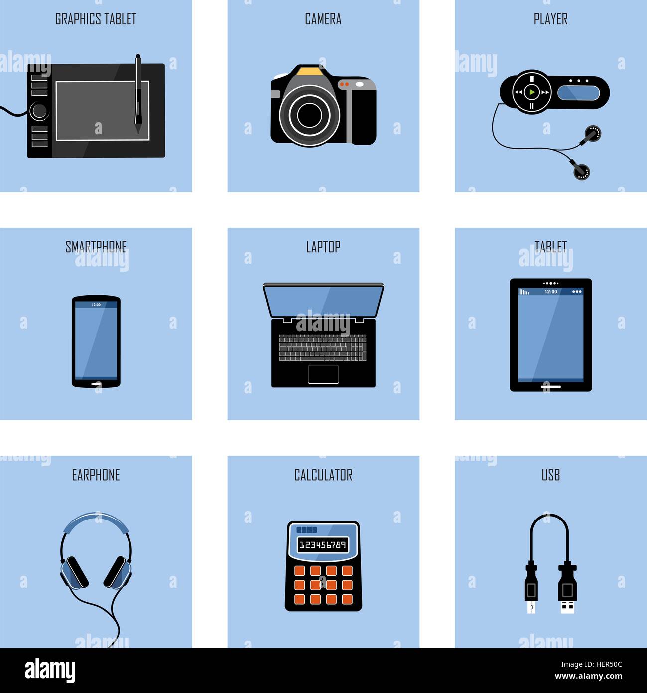 Set of vector gadgets on a blue background Stock Vector Image & Art - Alamy