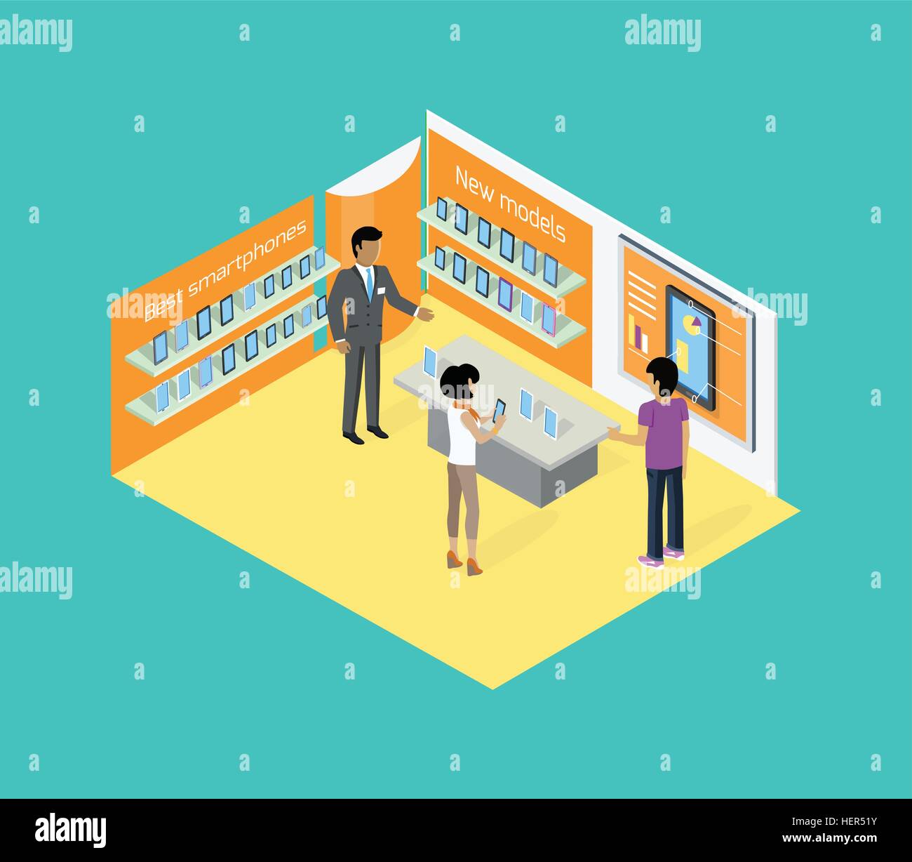 Isometric store tablets design flat. Tablet store isometric, technology ...