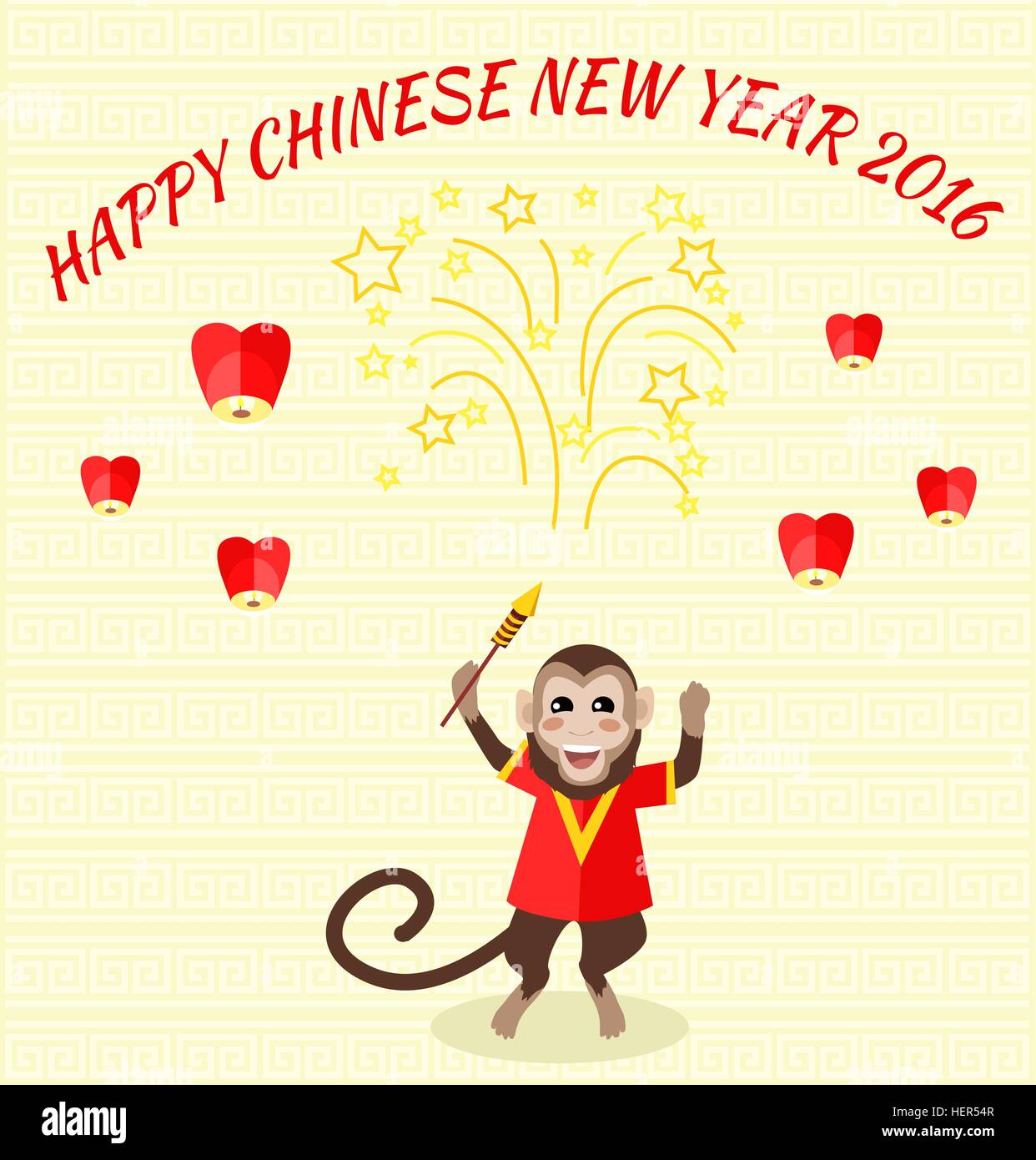 New Year Background with Monkey. New Year card with monkey. Happy ...
