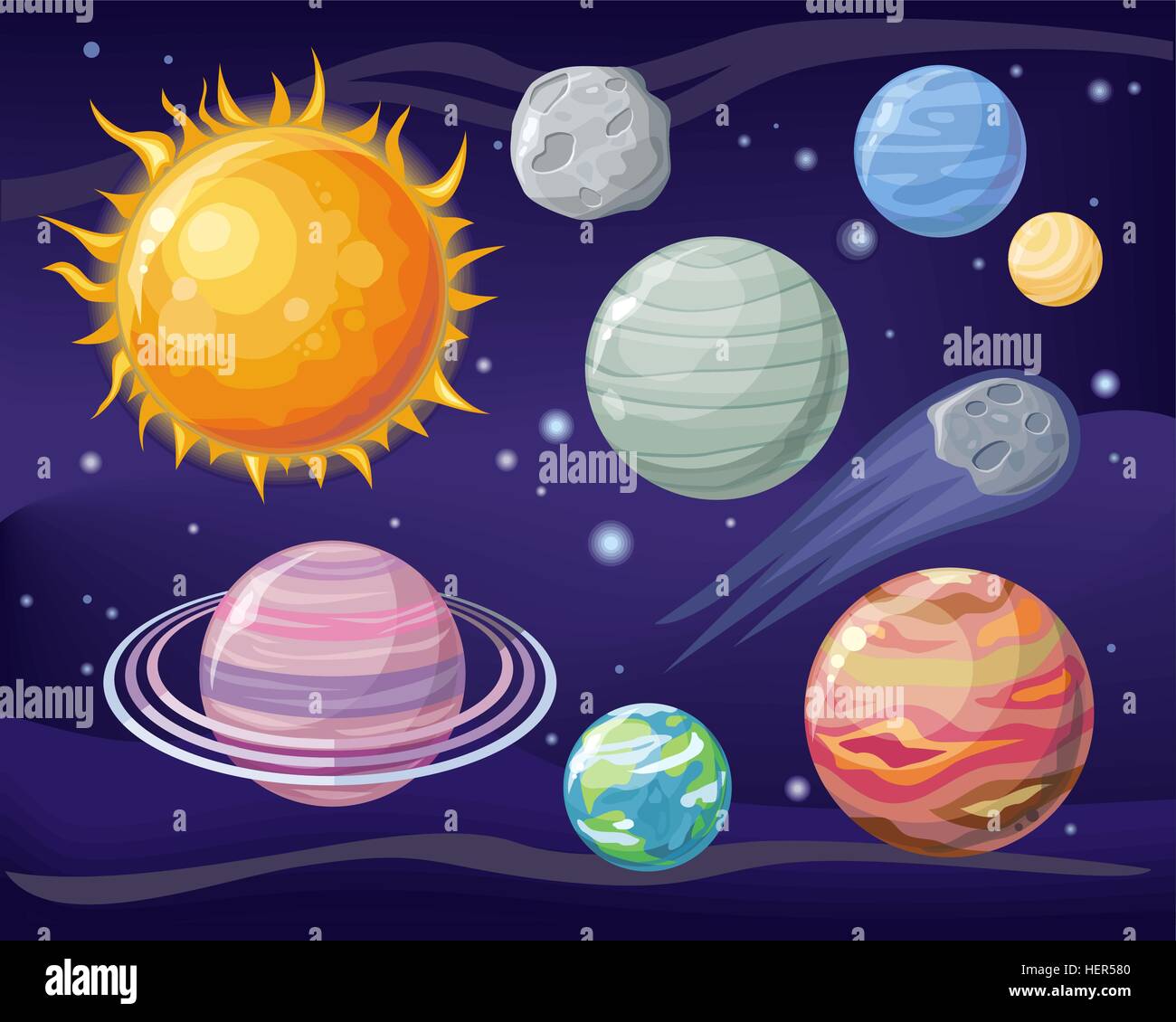 Earth Moon Stars Planets