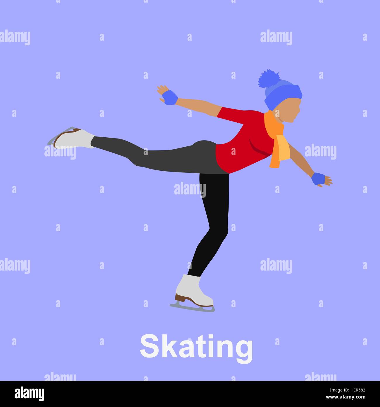 People skating flat style design. Ice skating, figure skating, skating ...