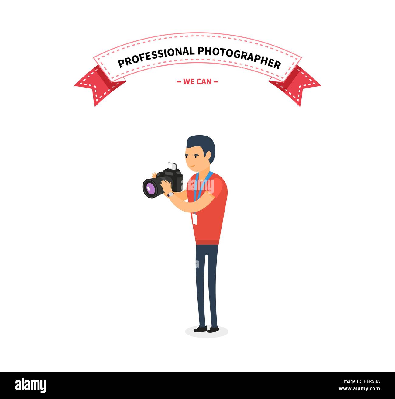 Professional photographer man flat design. Photographer and ...