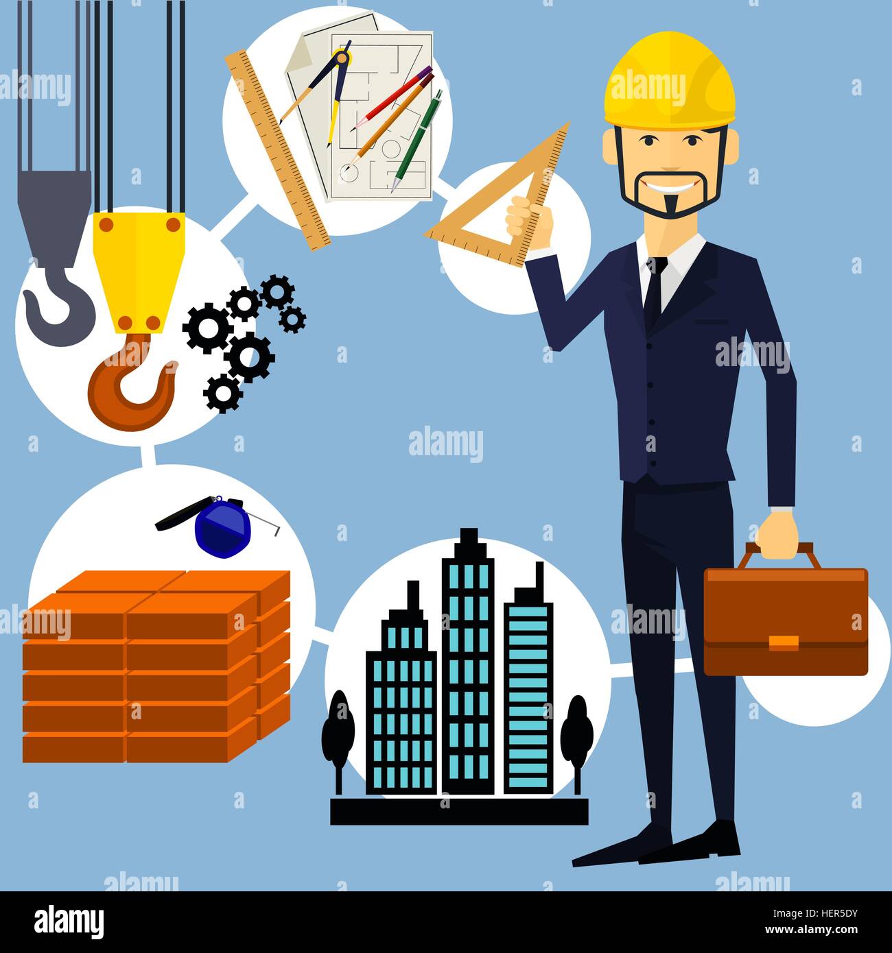 Building process. Success engineer. Building process flow, construction ...