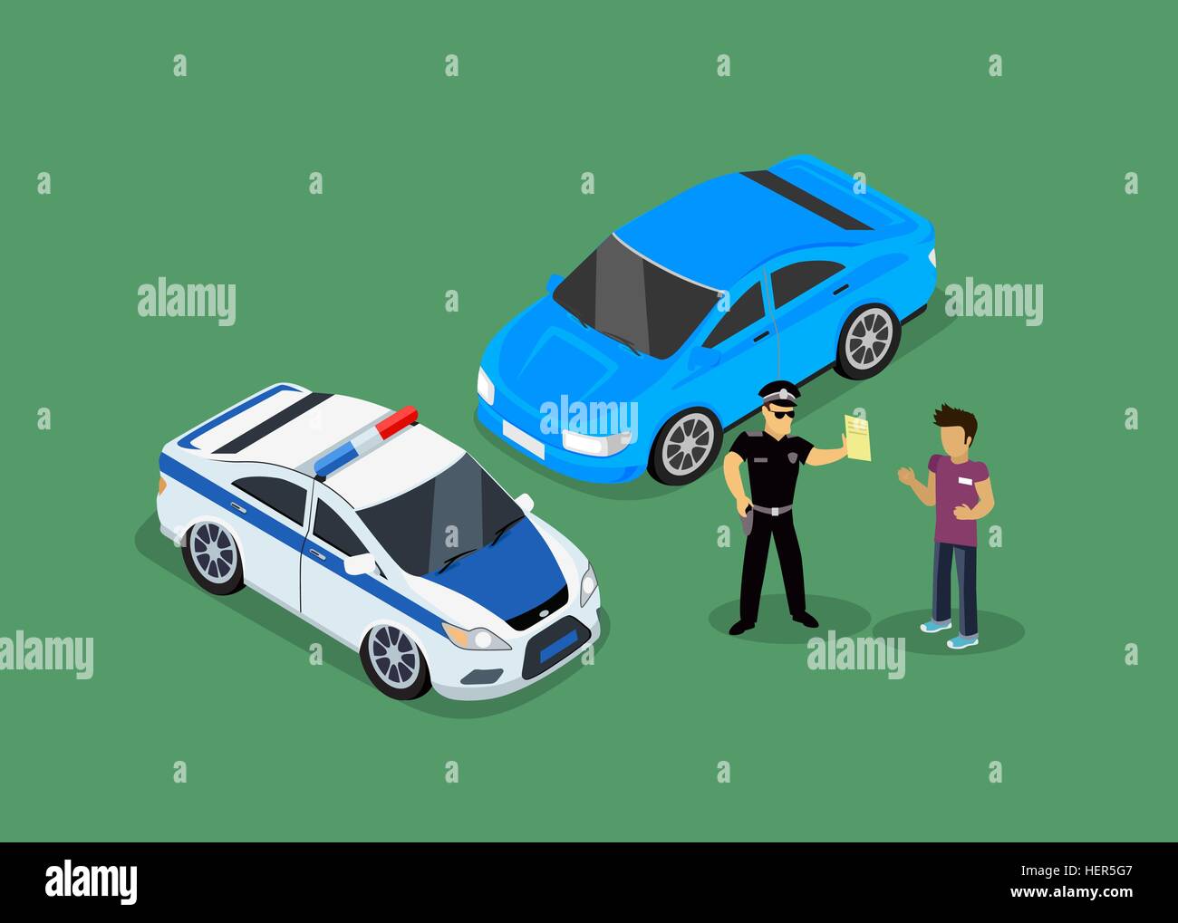 Isometric police fines car design flat isolated. 3D fine car, police ...
