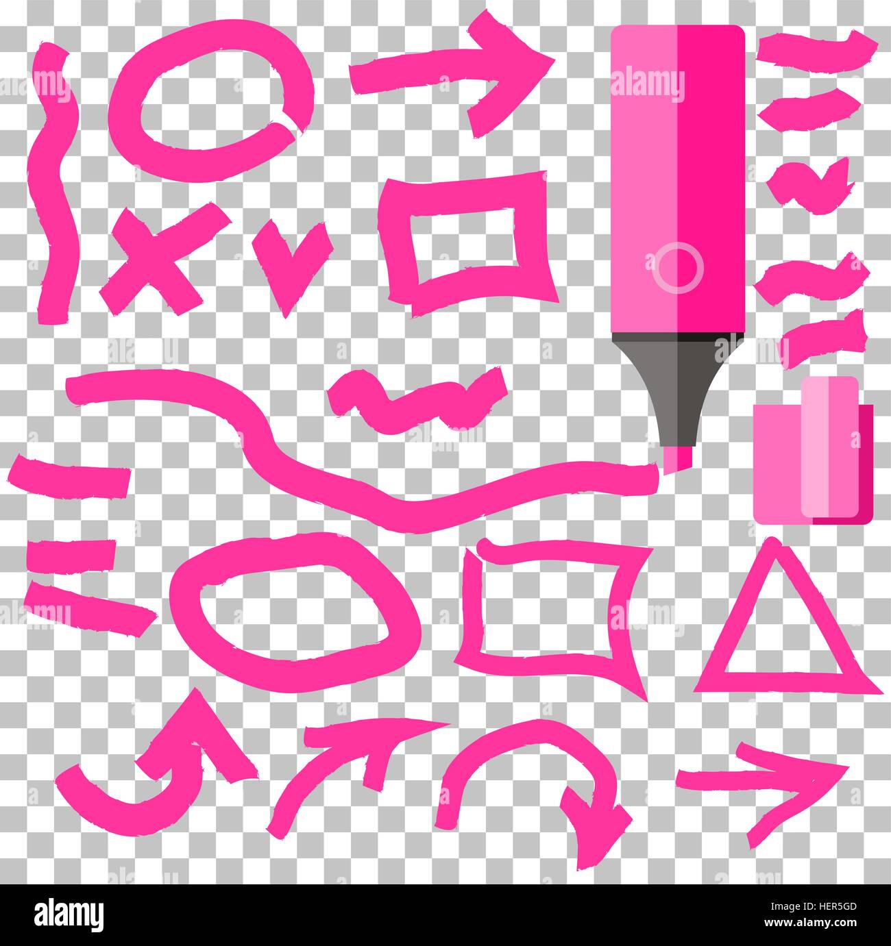 Marker line element set flat design. Marker and marker stroke, lines ...